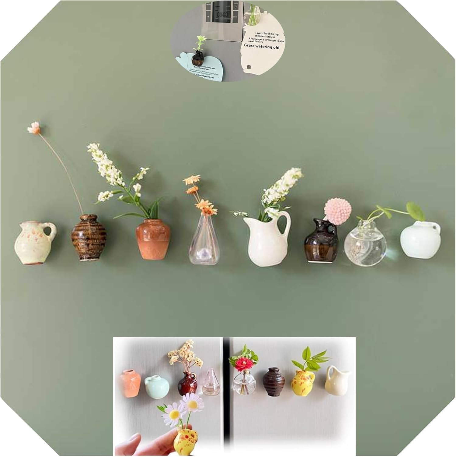 Mini Vase Magnets, 2025 New 3D Tiny Ceramic Vase Refrigerator Magnets ...