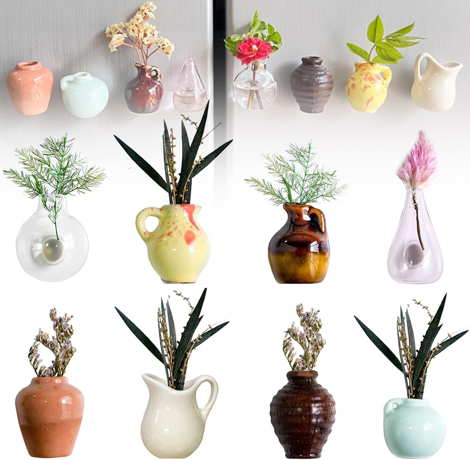 Mini Vase Magnets, Cute Vase Fridge Magnets, DIY Funny Vase Plant ...