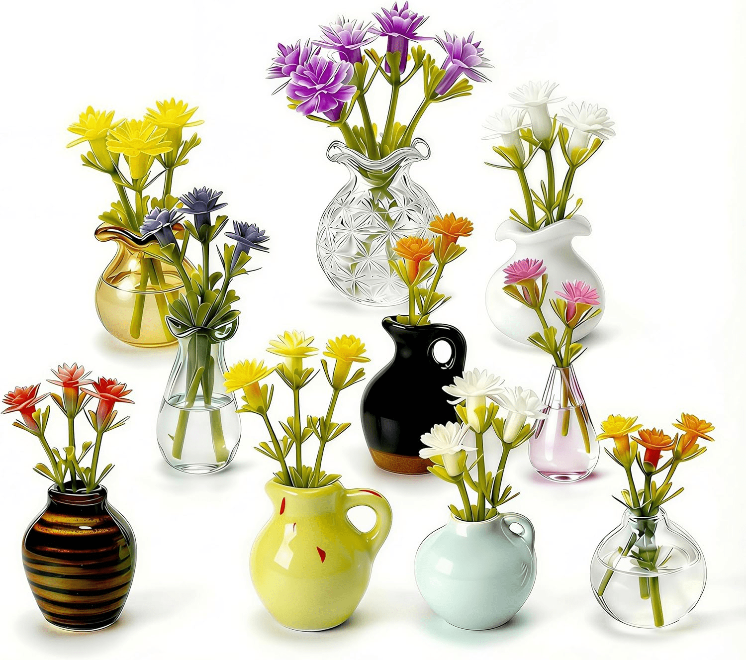 Mini Vase Magnets for Fridge,10-Pack Magnetic Mini Bud Vases Gift Set ...