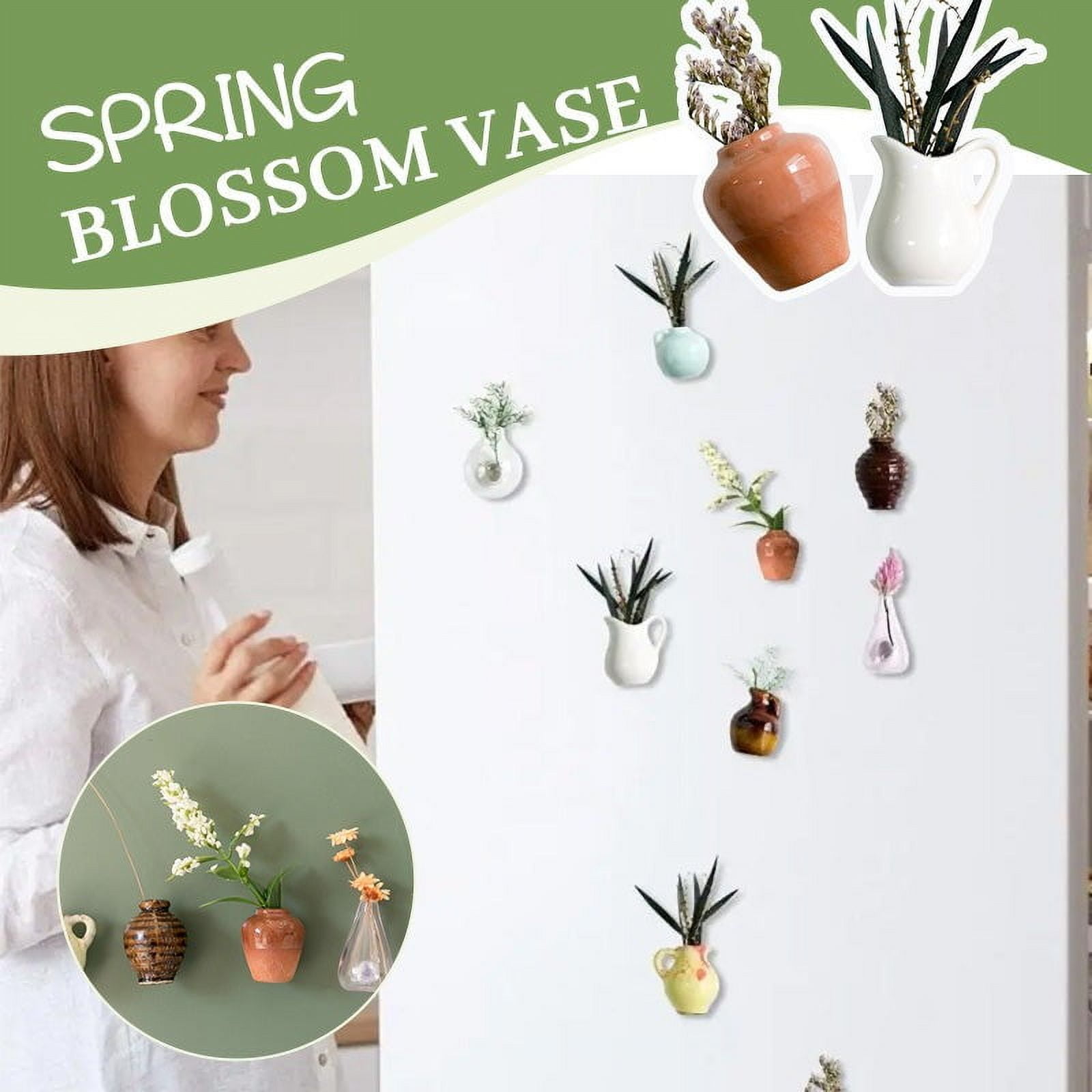 Mini Vase Magnets for Fridge,Cute Plant Bud Vases Magnets,3D Ceramic ...