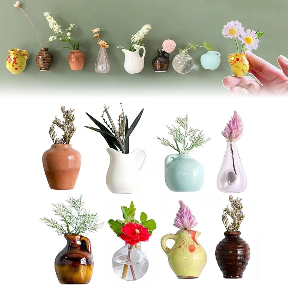 Mini Vase Magnets for Fridges, Mini Ceramic Vase Refrigerator Magnets ...