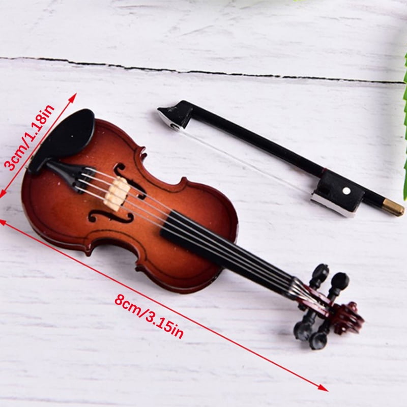 Mini Violin Miniature Musical Instrument Wooden Model with Support and ...