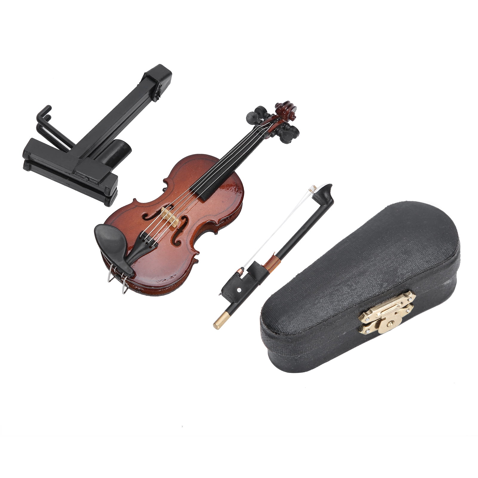 Mini Violin Model Miniature Musical Instrument Toy With Stand Case ...