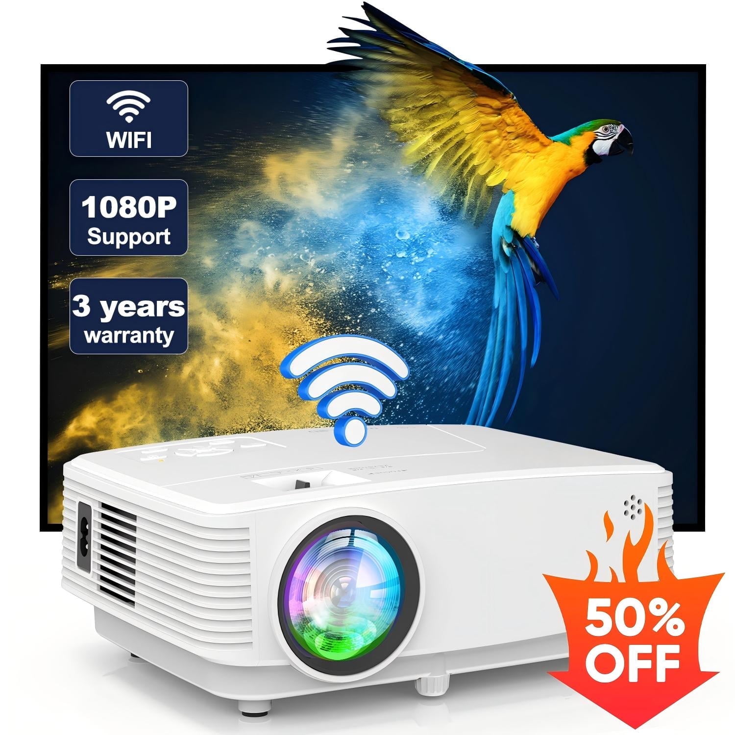 Mini WIFI Projector 1080P FHD Supported Portable Outdoor Movie ...