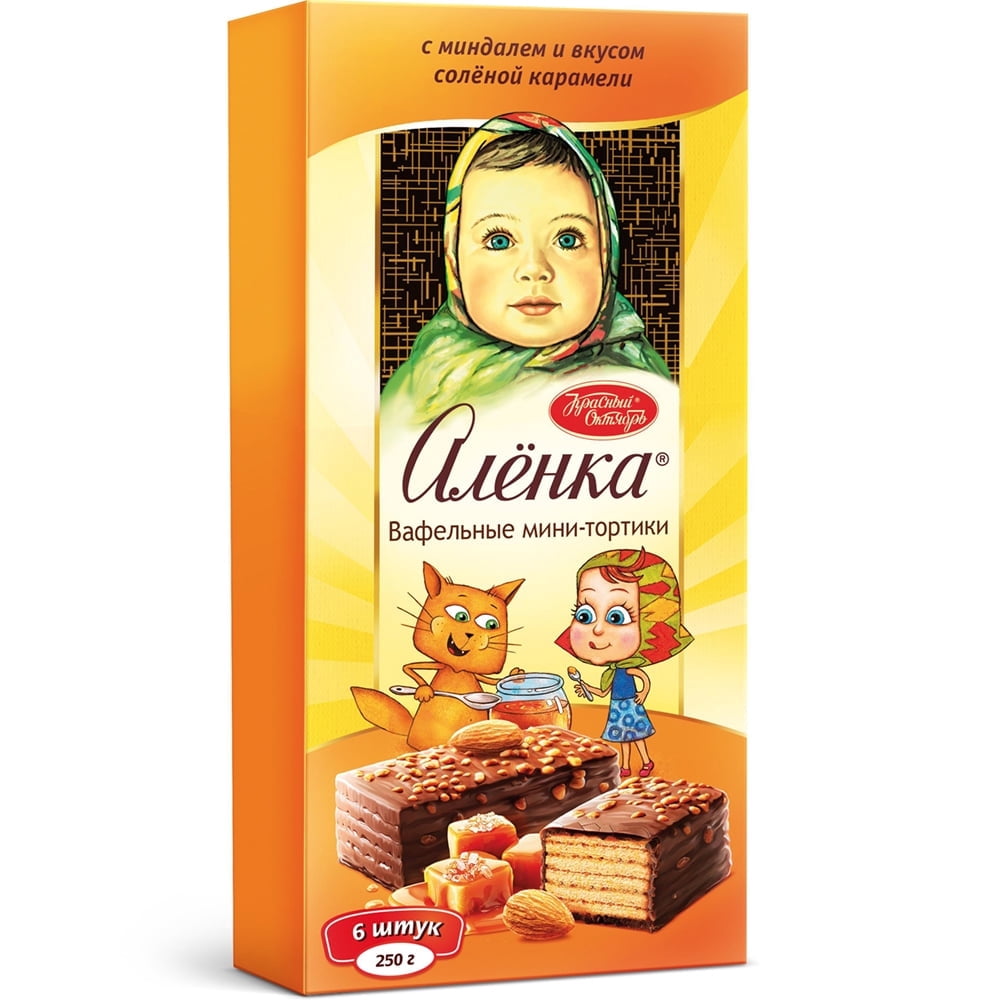 Mini Waffle Cakes Almonds & Salted Caramel "Alyonka", Red October, 250g ...