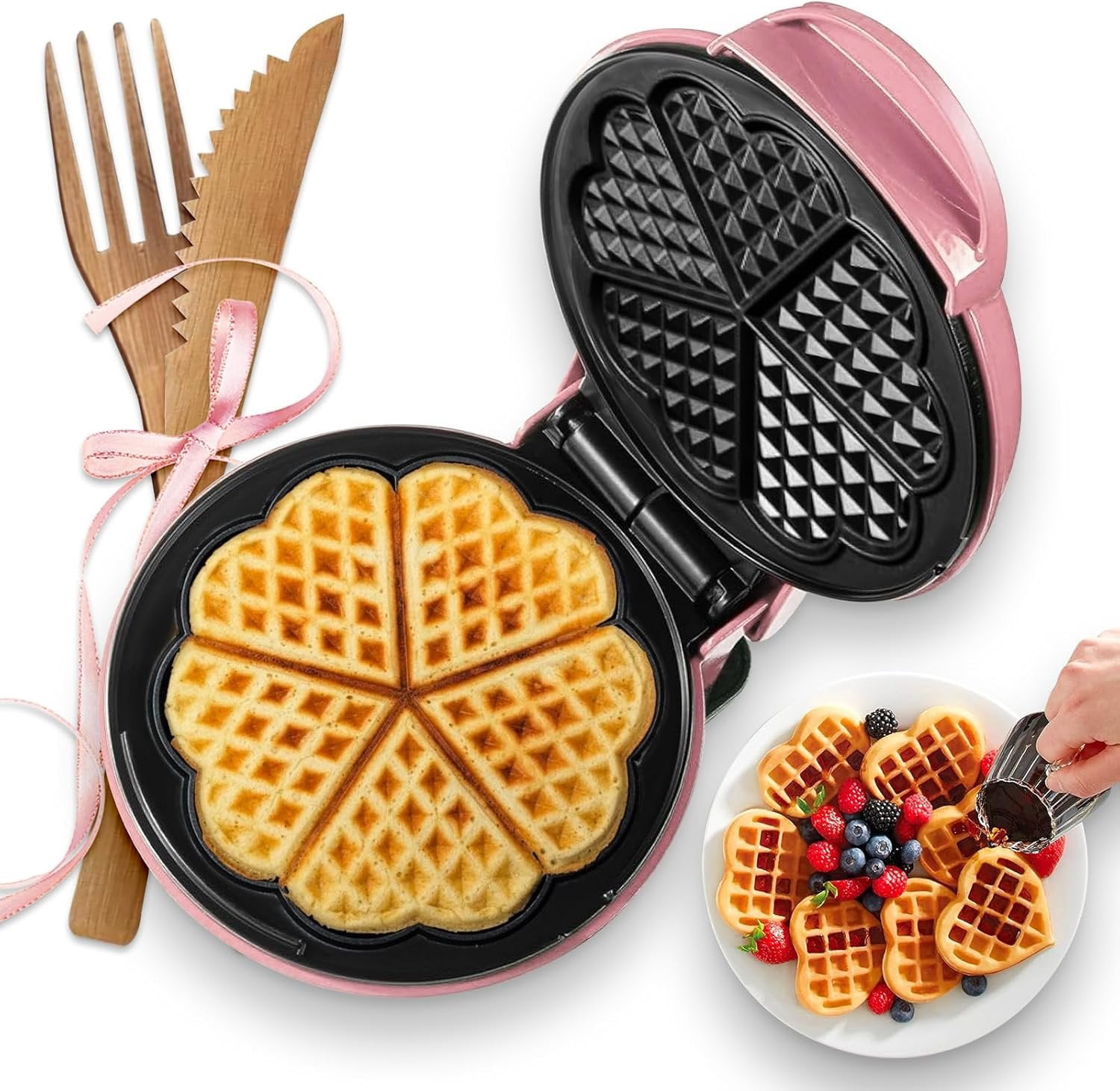 Mini Waffle Maker(Heart),Small Waffle Maker Keto,Mini Wafflera Iron for ...