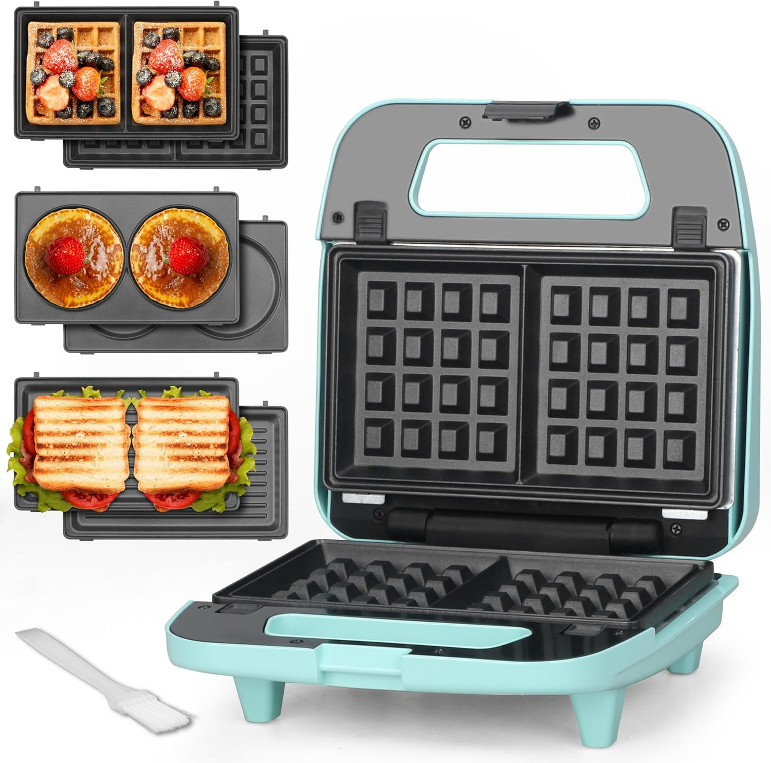 Mini Waffle Maker with Removable Plates, Mini Pancake Maker, Grilled ...
