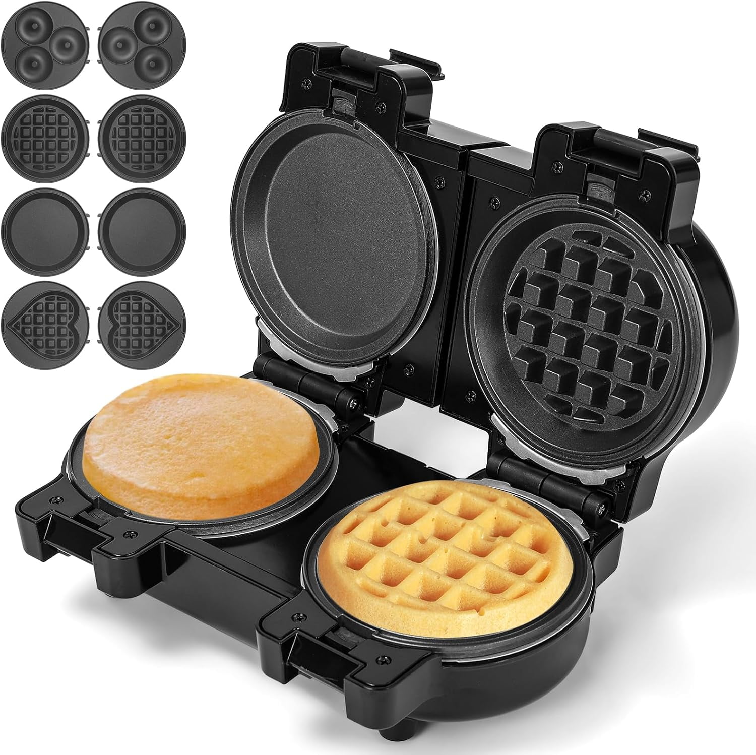 Mini Waffles Maker with 8 Removable Plates 4 in 1 Double Small Waffle ...