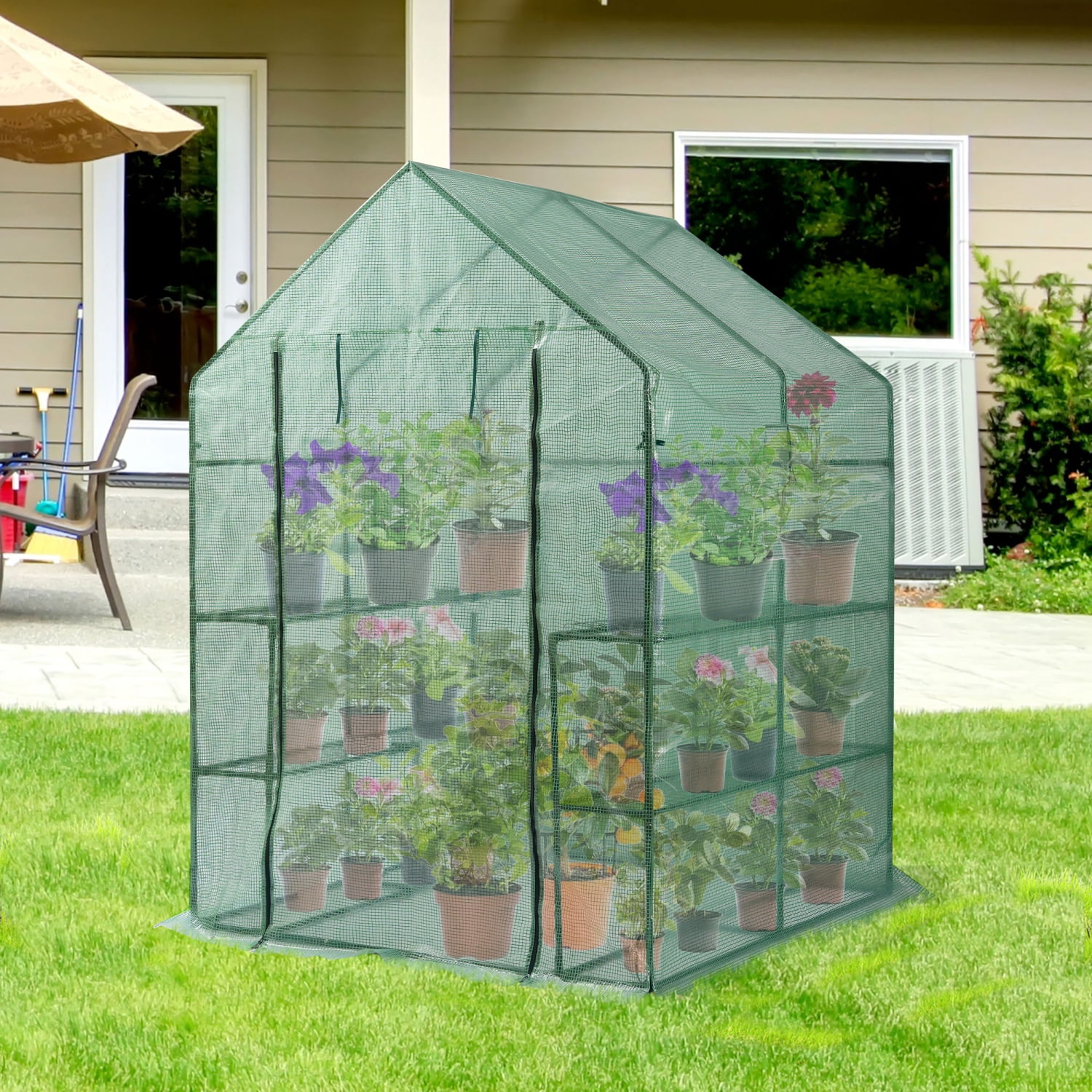 Mini Walk-in Greenhouse Indoor Outdoor -2 Tier 8 Shelves- Portable ...
