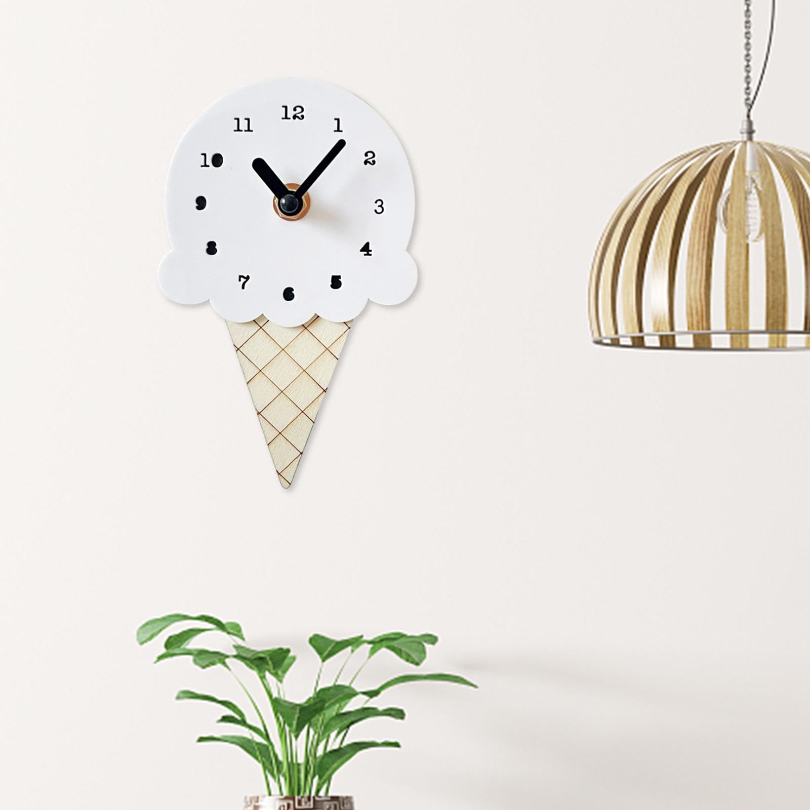 Mini Wall Clock Ice Cream Hanging Clock, Cartoon Household Nordic ...