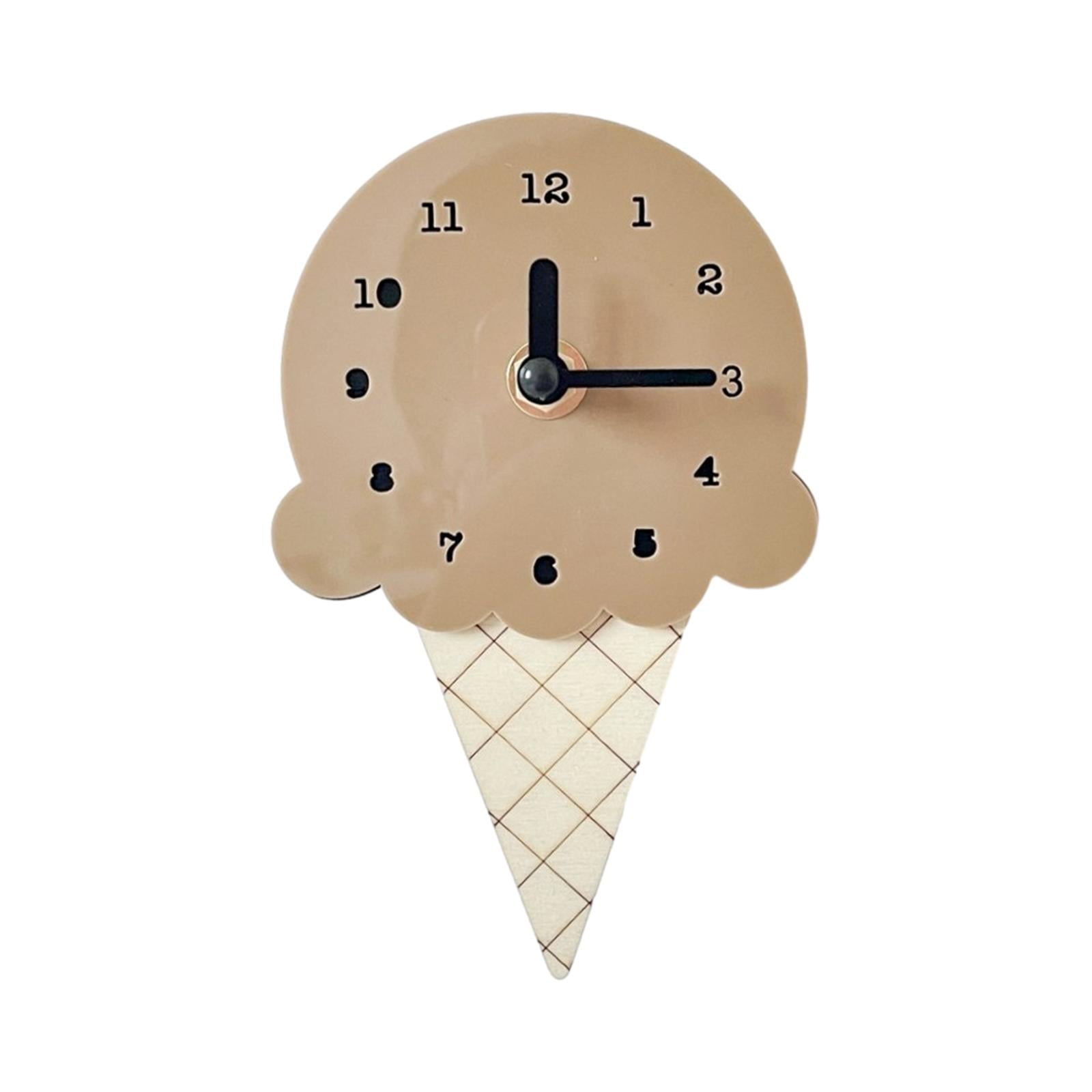 Mini Wall Clock Ice Cream Household Wooden Hanging Clock for Home Wall ...