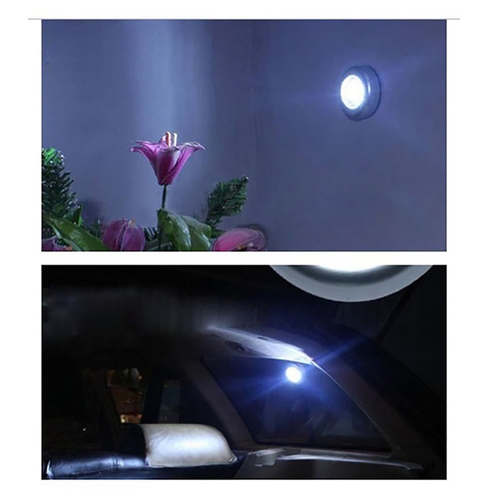 Mini Wall Night Light Kitchen Cabinet Closet Car 3 LED Wireless Push ...