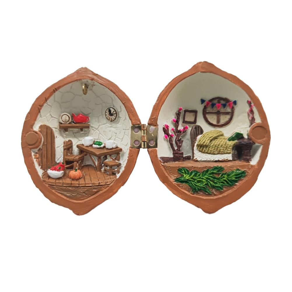 Mini Walnut Shell Doll House Handmade Walnut Tiny World with R5U7 Light ...