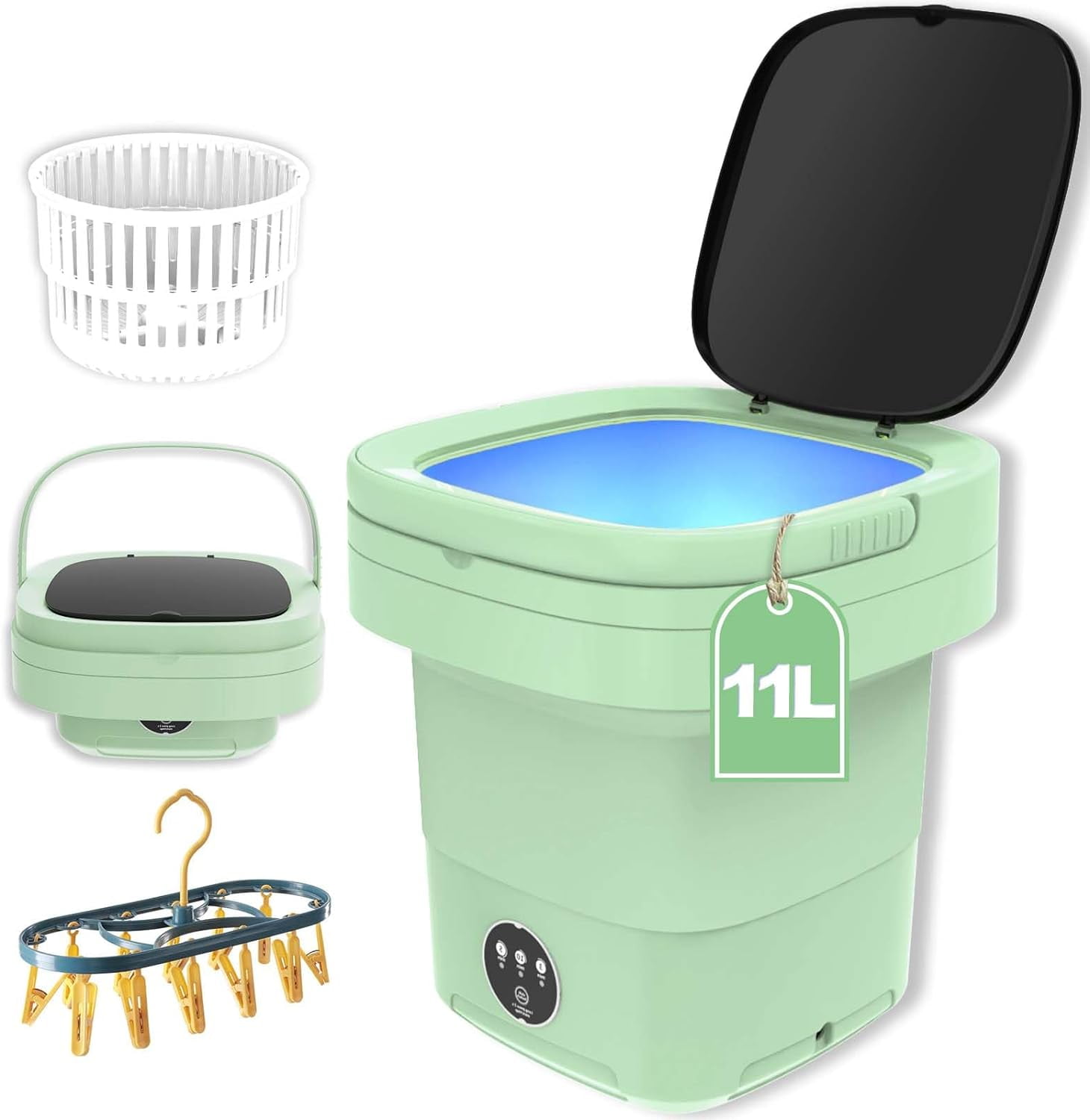 MOMJOY Mini Washing Machine, 11L Foldable Portable Washer with Spin ...