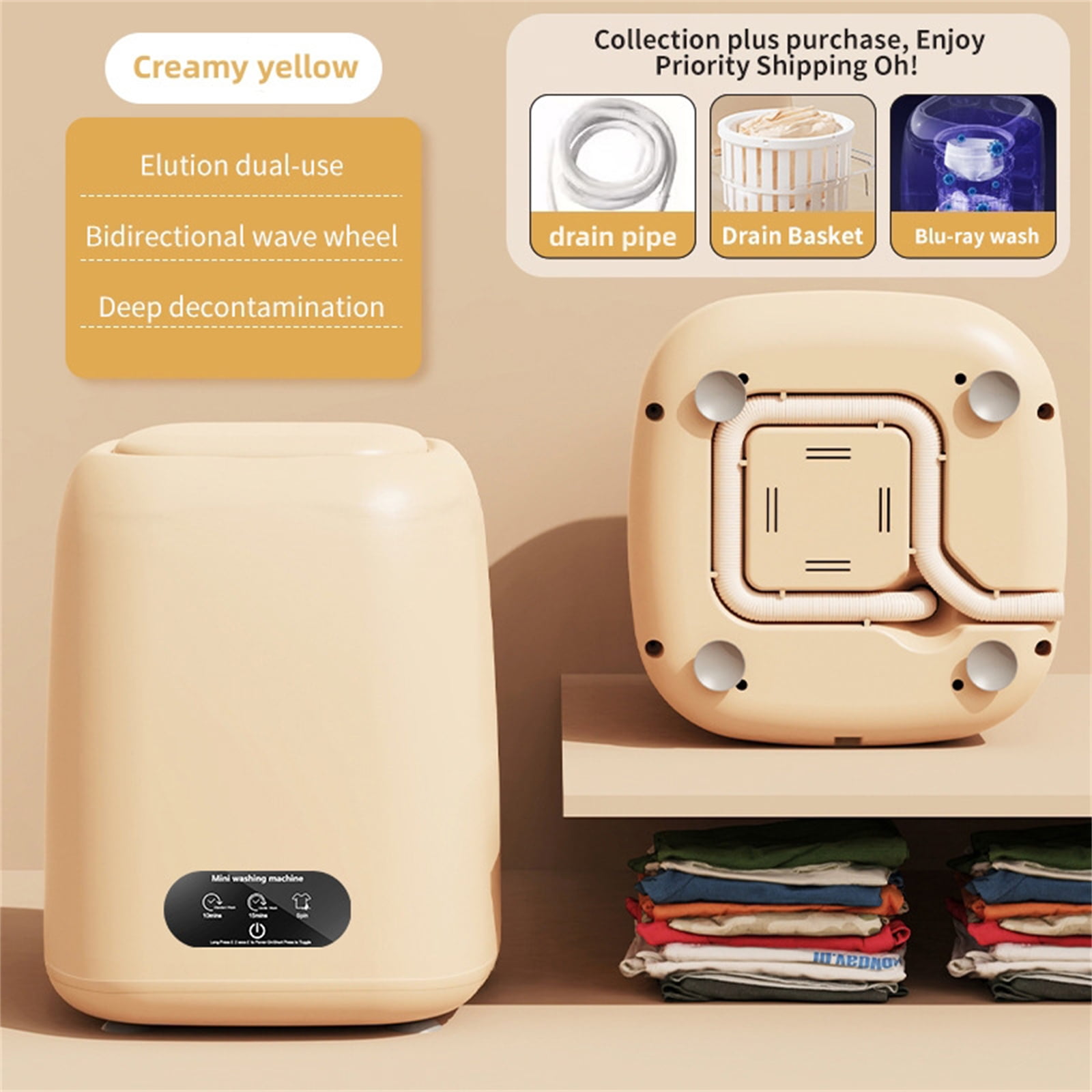 Mini Washing Machine, Small Washer and Dryer with 12L Capacity, Deep ...