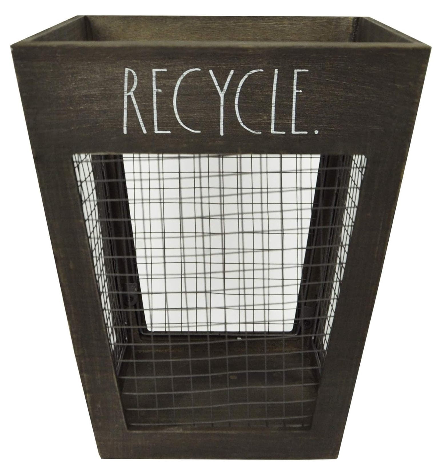 Mini Waste Basket - Metal and Wood Trash Bin with Decorative Print for ...