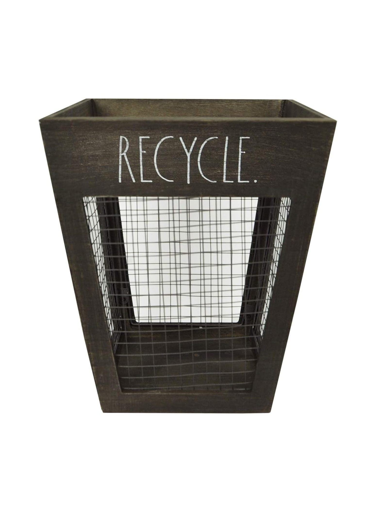 Mini Waste Basket - Metal and Wood Trash Bin with Decorative Print for ...