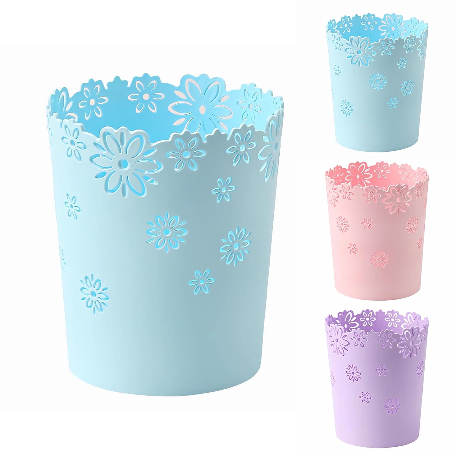 Mini Wastebasket 1 Gallons Small Blue Trash can Office Plastic Garbage ...