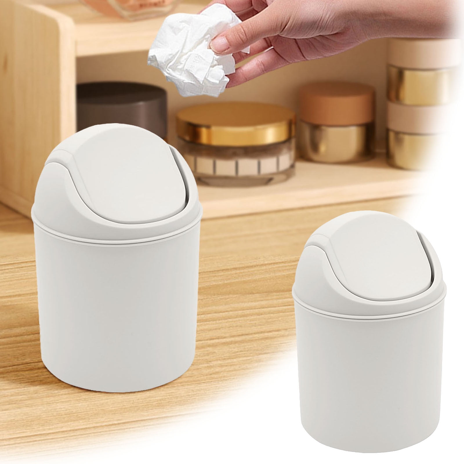 Mini Wastebasket Can - Desktop Waste Garbage Can with Swing Lid ...