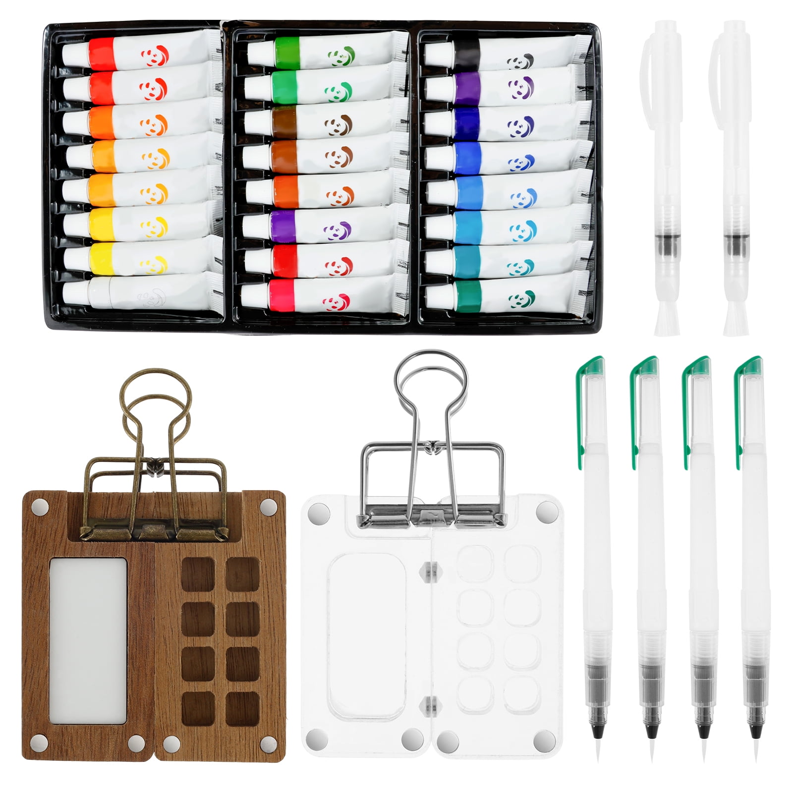 Mini Watercolor Paint Wood Watercolor Palette Set 24 Colours Paint ...