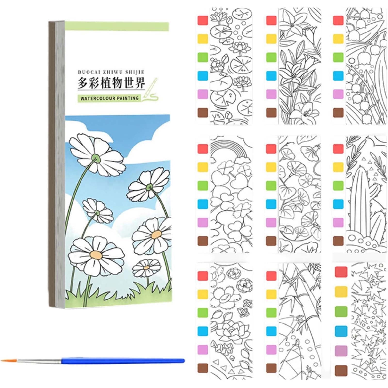 Mini Watercolor Painting Book for Kids - Fruit Doodle Drawing Pad with ...