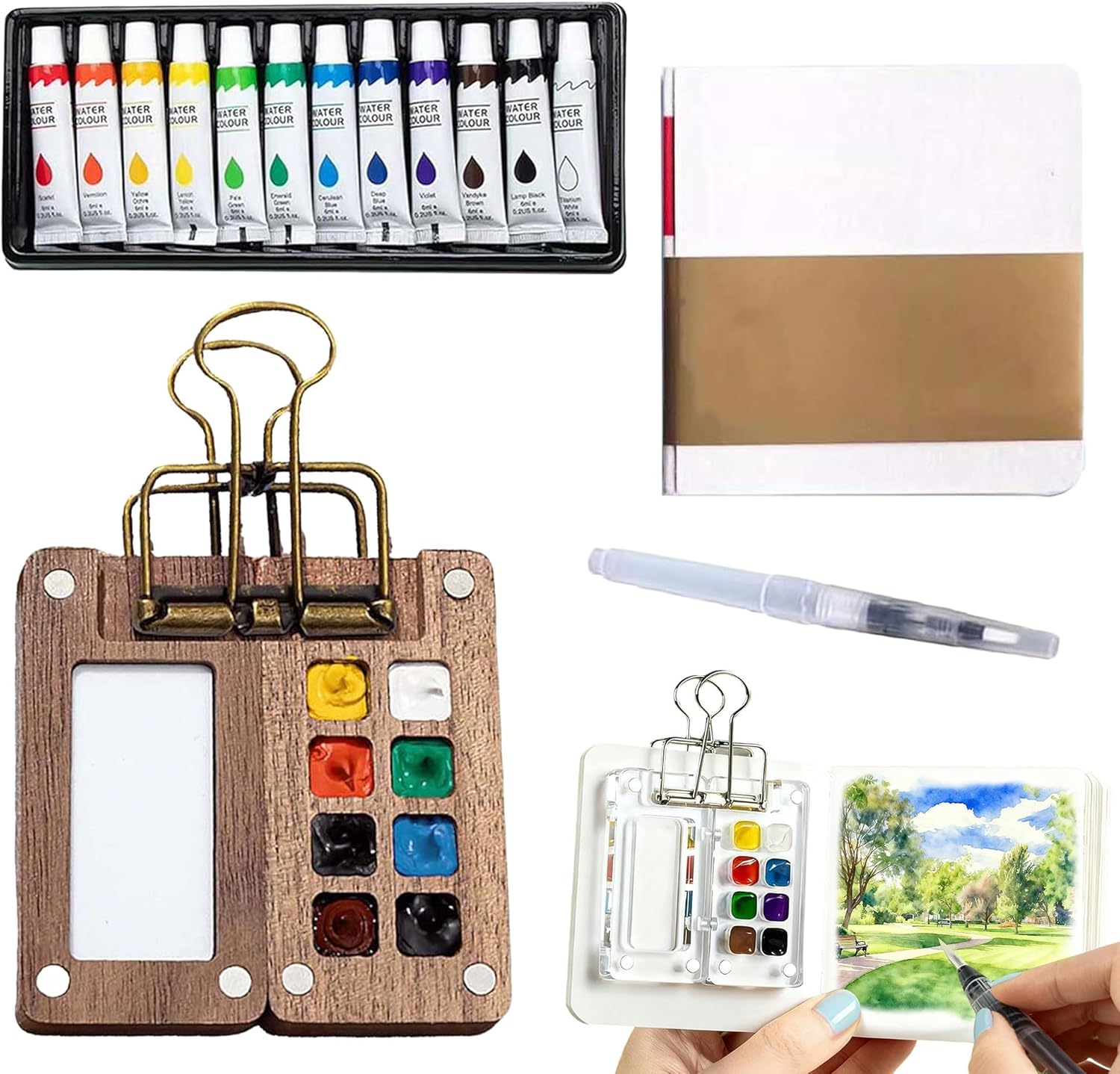 Mini Watercolor Travel Set, 2026 Portable Pocket Artist Watercolor Set ...