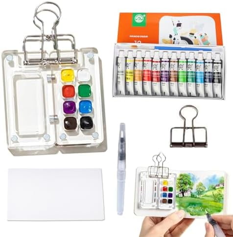 Mini Watercolor Travel Set (8 Grid), Mini Paint Palette Travel Kit ...