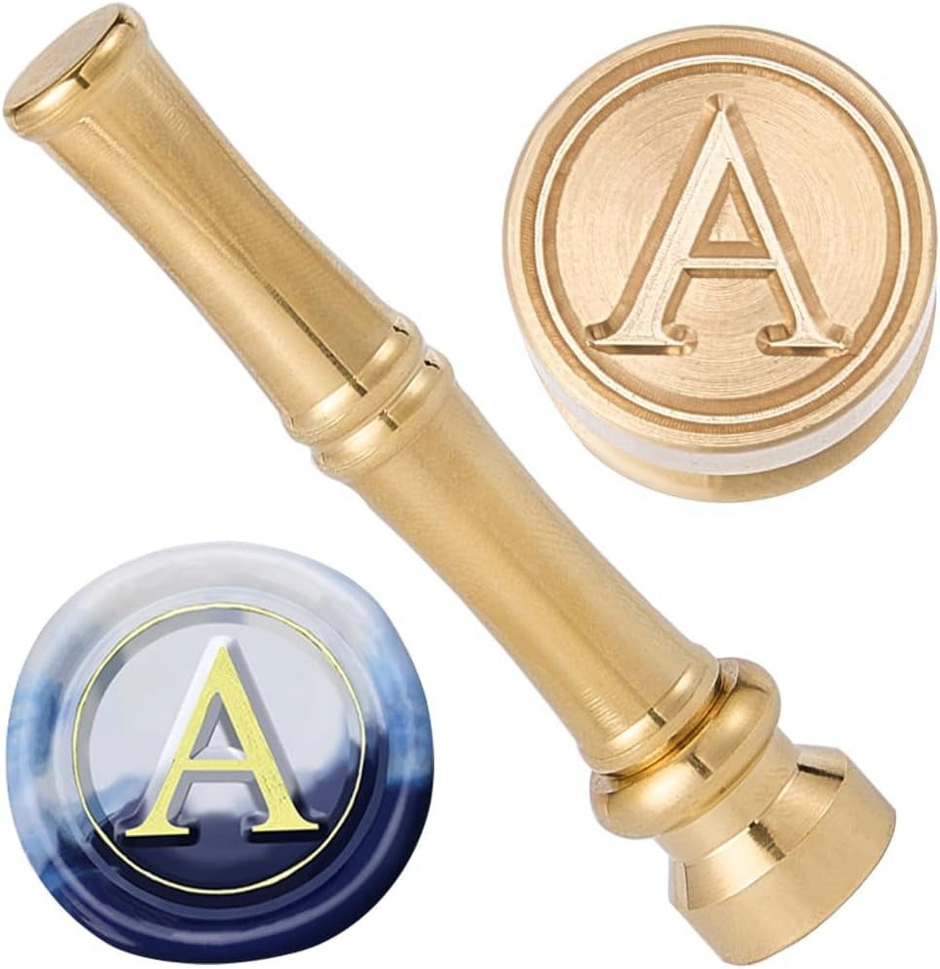 Mini Wax Seal Stamp A Alphabet Letter Wax Stamps 15mm Gold Metal Brass Retro Vintage Initial A ...