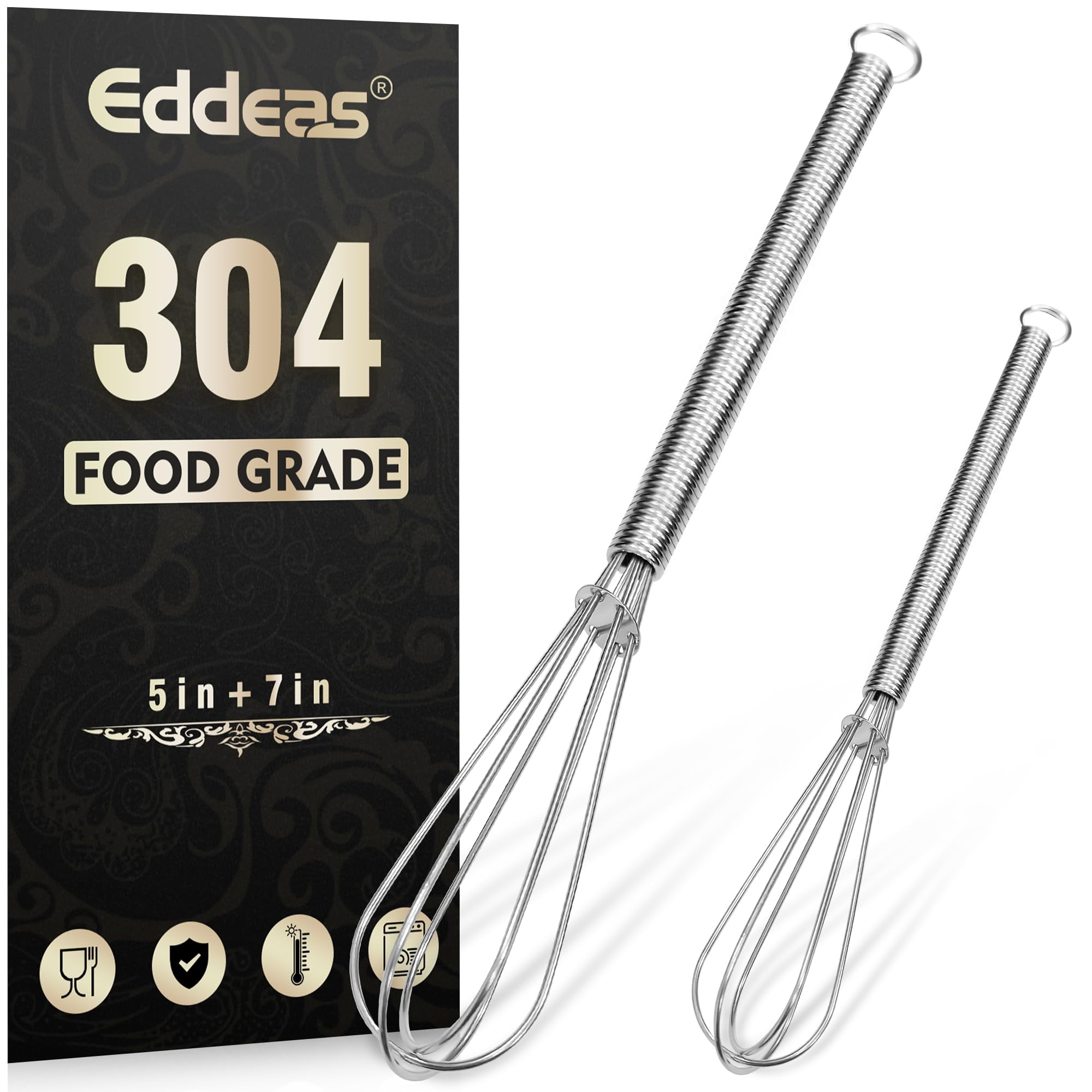 Mini Whisk, Small Whisk 2 Pieces 5in and 7in 304 Stainless steel Wire ...