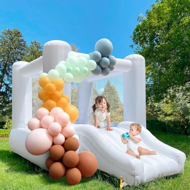 Mini White Bounce House Inflatable Bounce Castle Oxford With Slide For ...