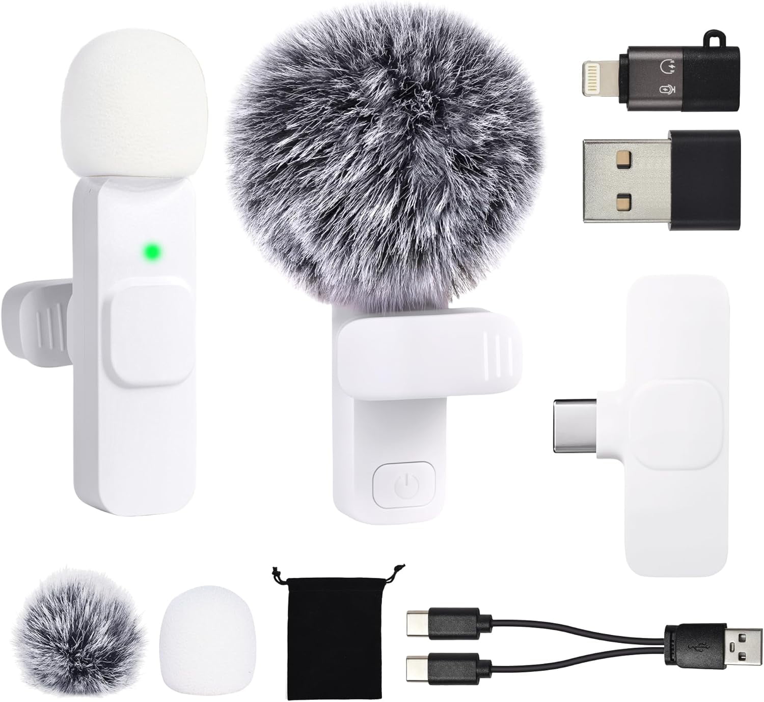 Mini White Microphone for Android Phone Tablet ipad PC, Usb C Lavalier ...
