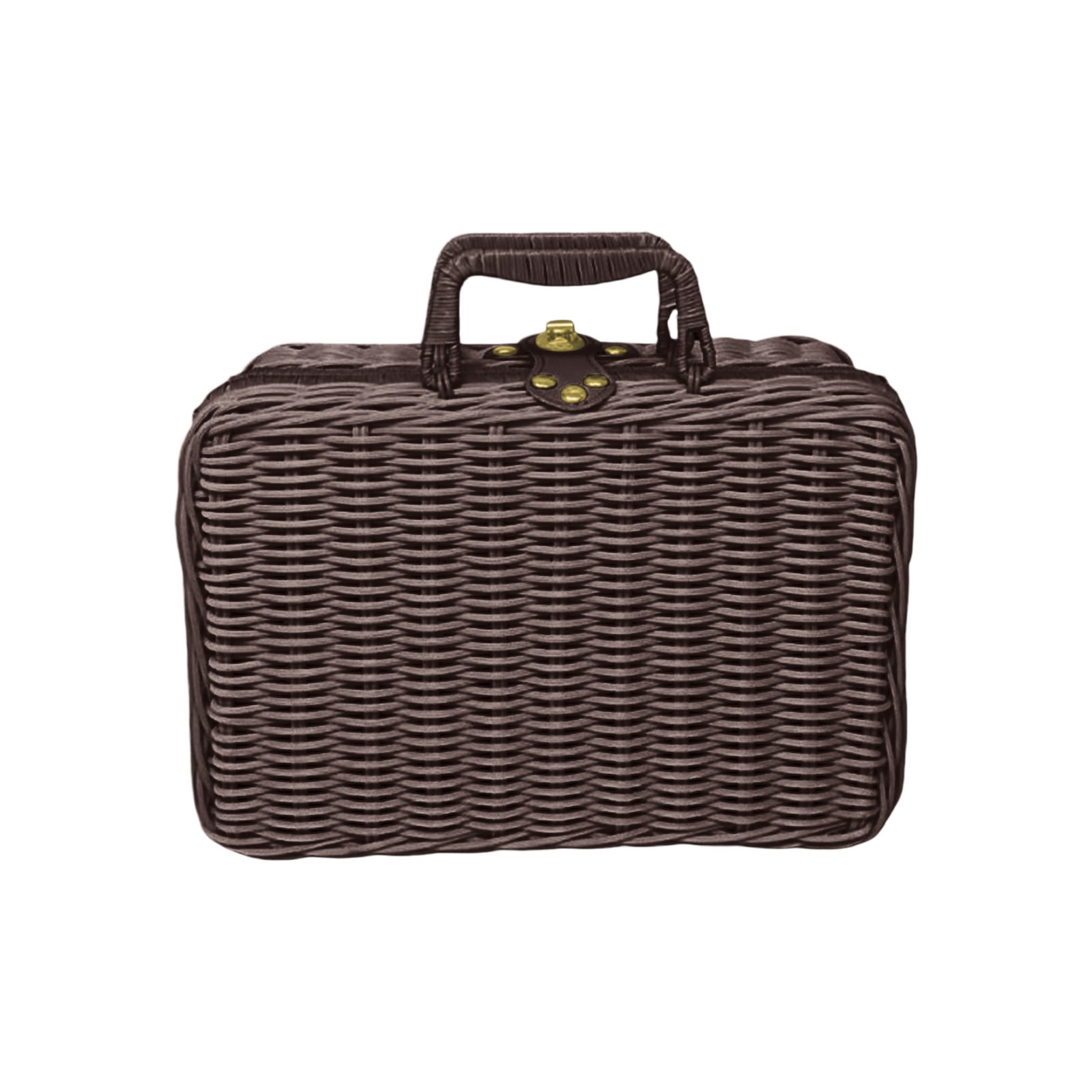 Mini Wicker Picnic Basket, Decorative Prop Suitcase Vintage Storage ...