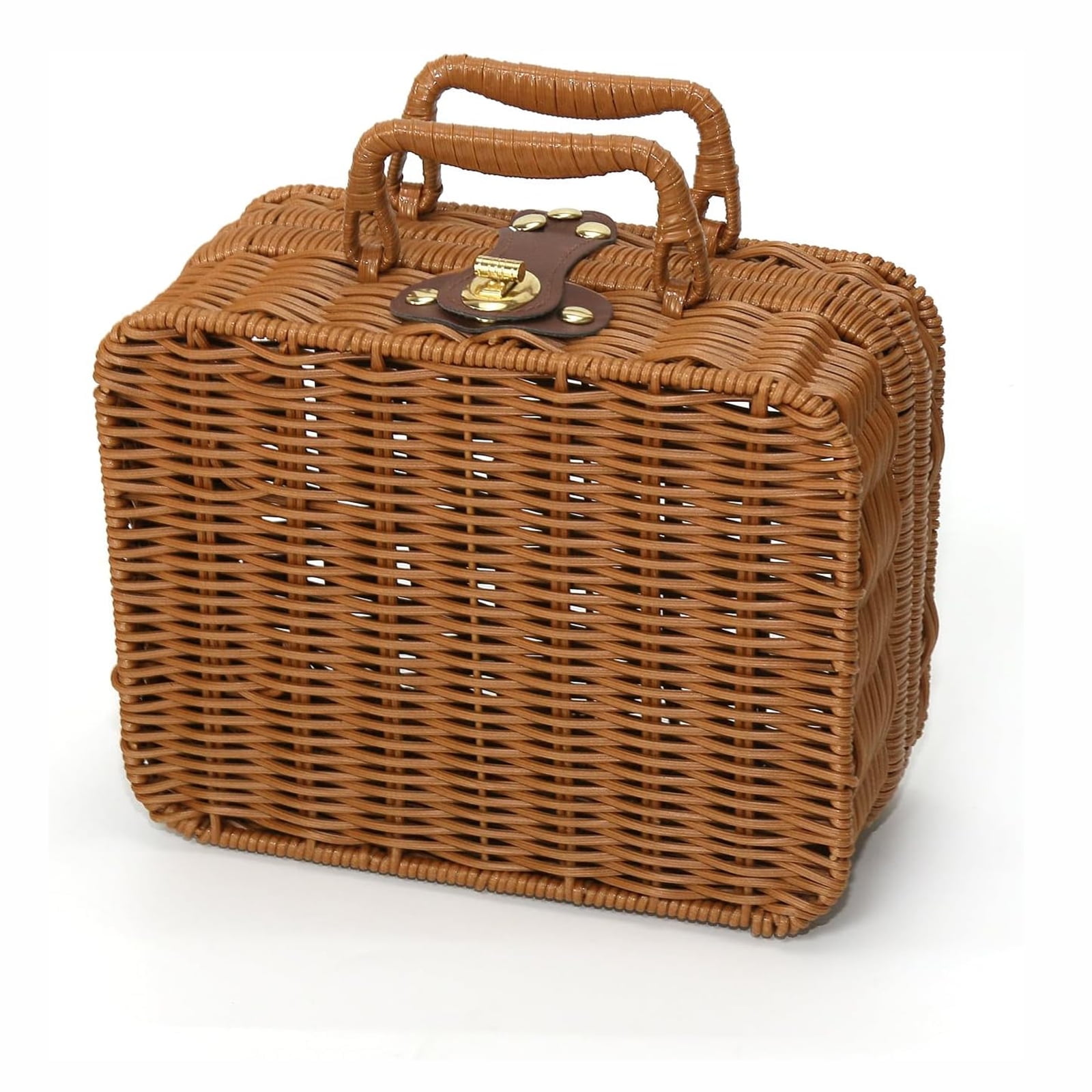 Mini Wicker Picnic Basket, Decorative Prop Suitcase Vintage Storage ...