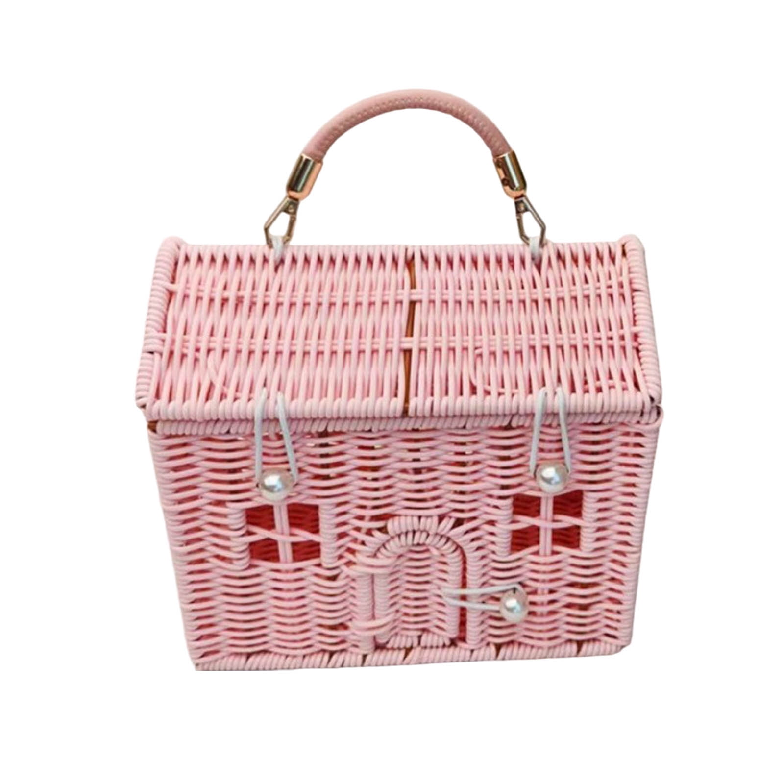 Mini Wicker Picnic Basket, Decorative Prop Suitcase Vintage Storage ...