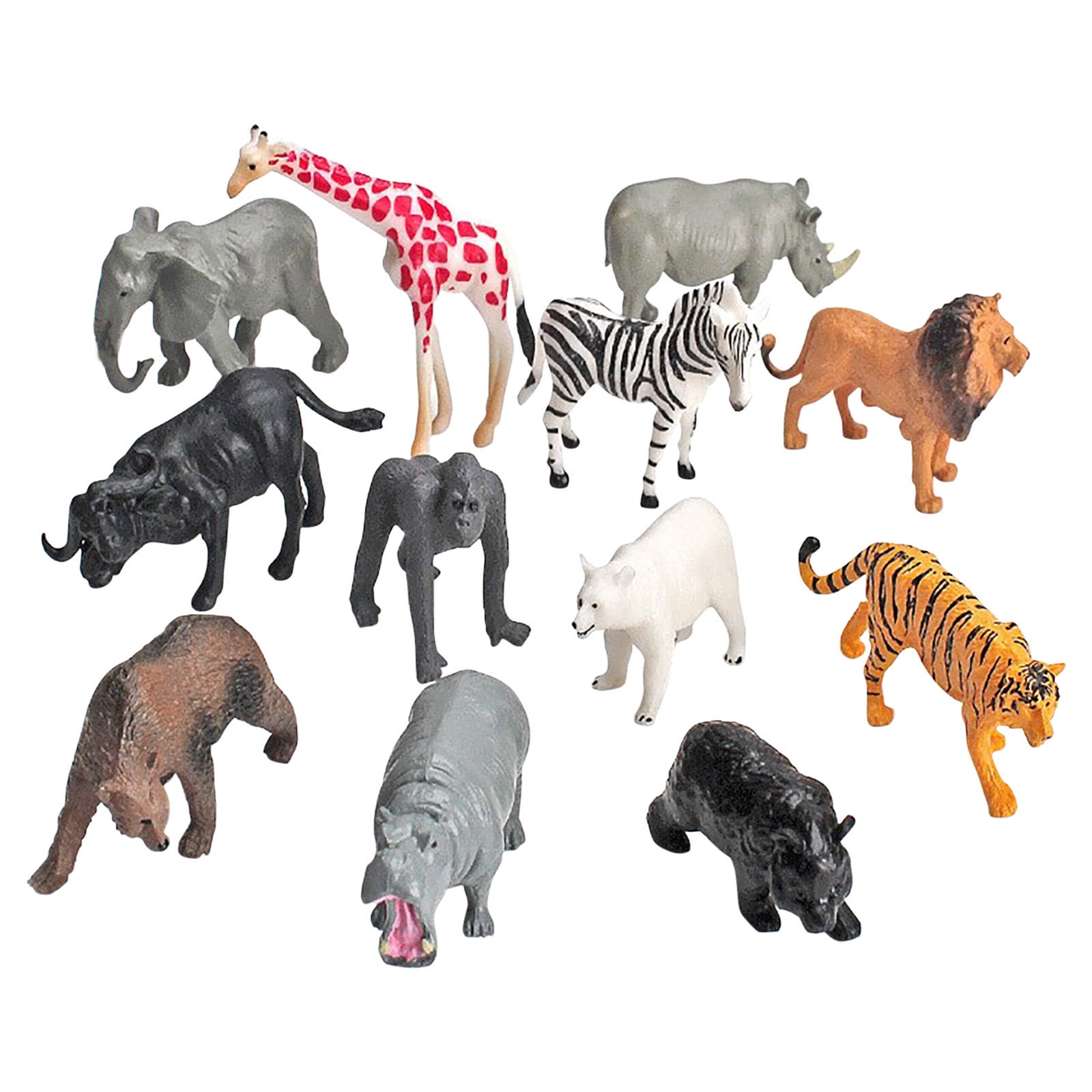Mini Wild Animal Toy Set 12 Pack Jungle Figures With Realistic Details ...