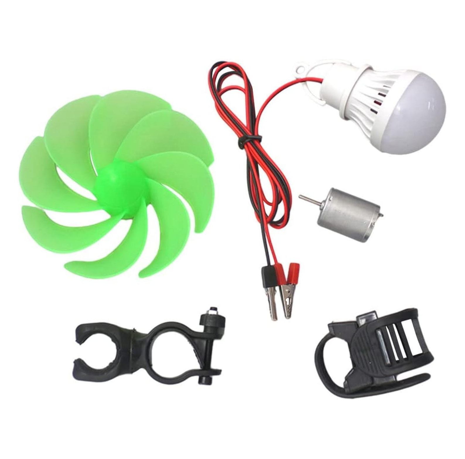 Mini Wind Turbine Motor Blade W/Bulb DIY Kit Power Alternative Energy ...