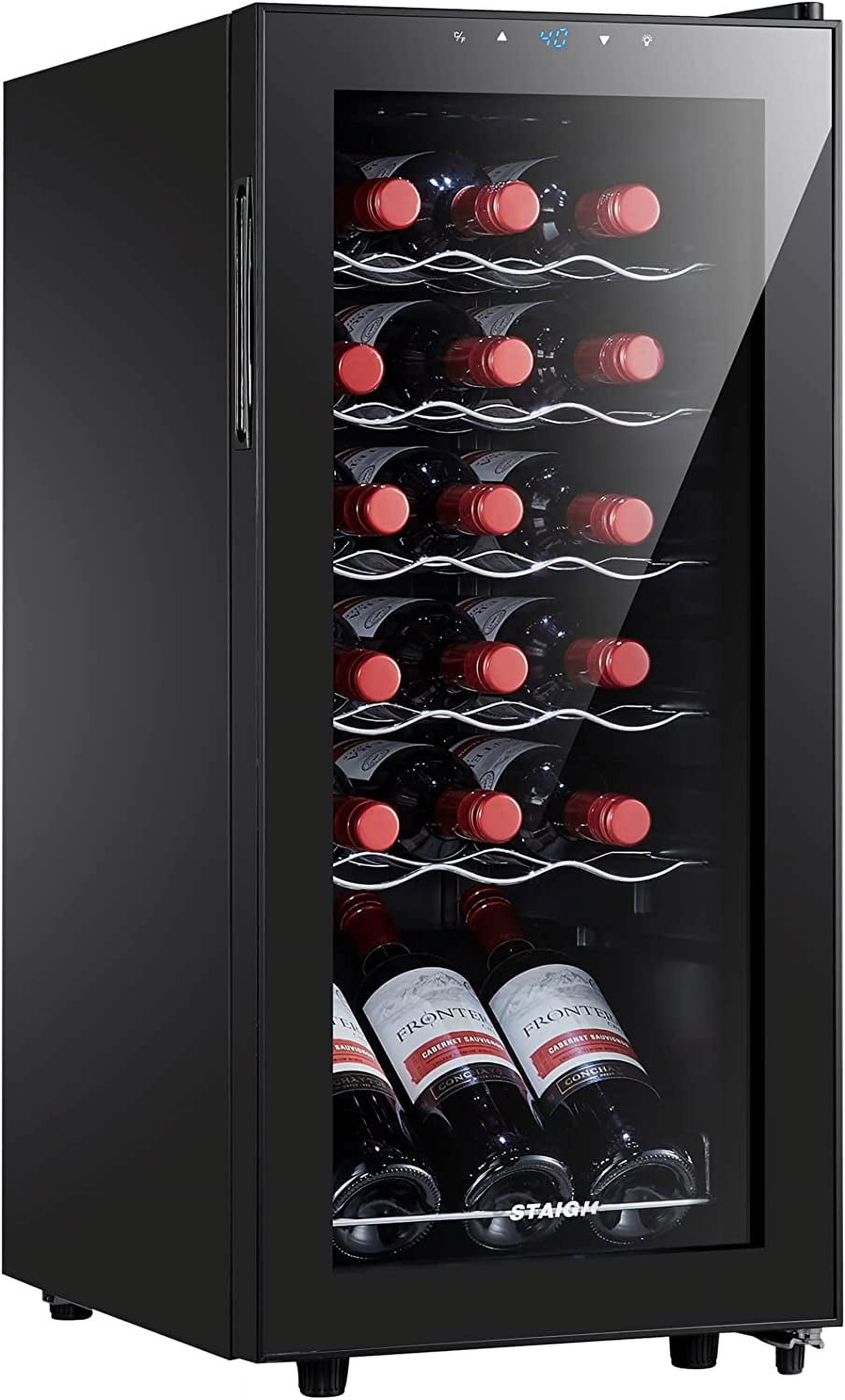 Mini Wine Fridge Freestanding, Wine Cooler Refrigerator w/Digital ...