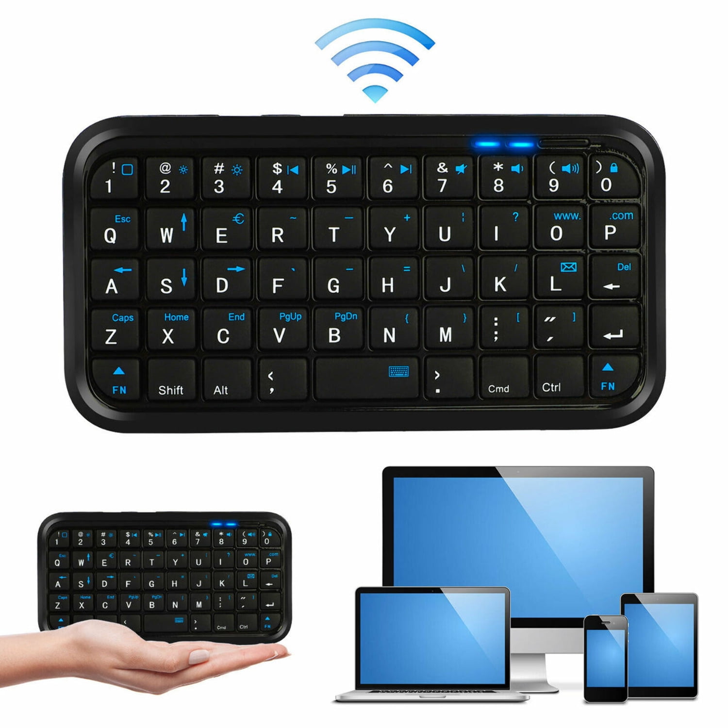 Mini Wireless Bluetooth 3.0 Keyboard LED Keypad USB Charging for PC TV ...