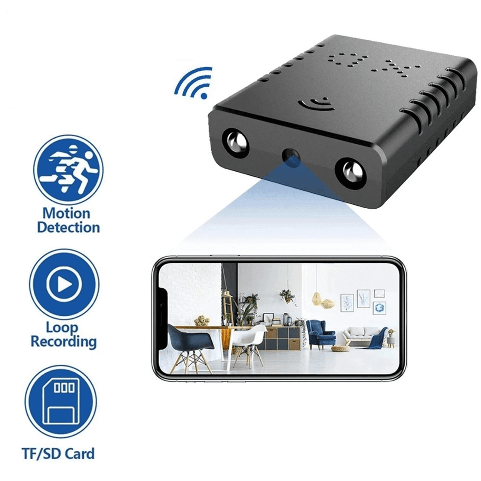 Mini Wireless Cameras for Home Security with 64GB SD Card,Built-in ...