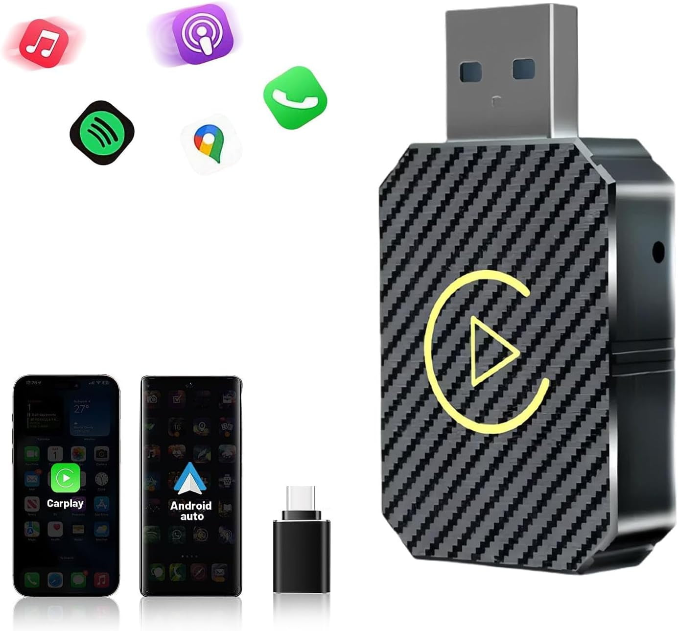 Mini Wireless CarPlay Adapter, Mini carplay Wireless Adapter&Android ...