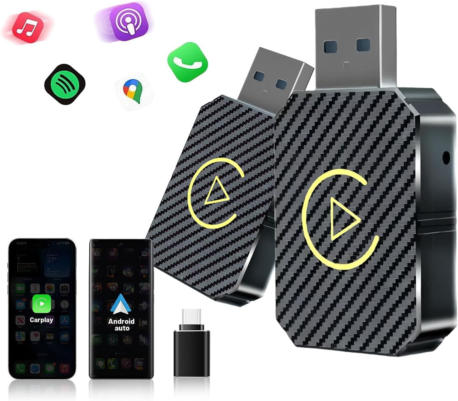 Mini Wireless CarPlay Adapter, Mini carplay Wireless Adapter&Android ...