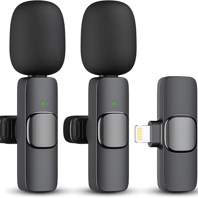 Mini Wireless Microphone for iPhone Lightning 2 Pack iPhone Mic Crystal ...