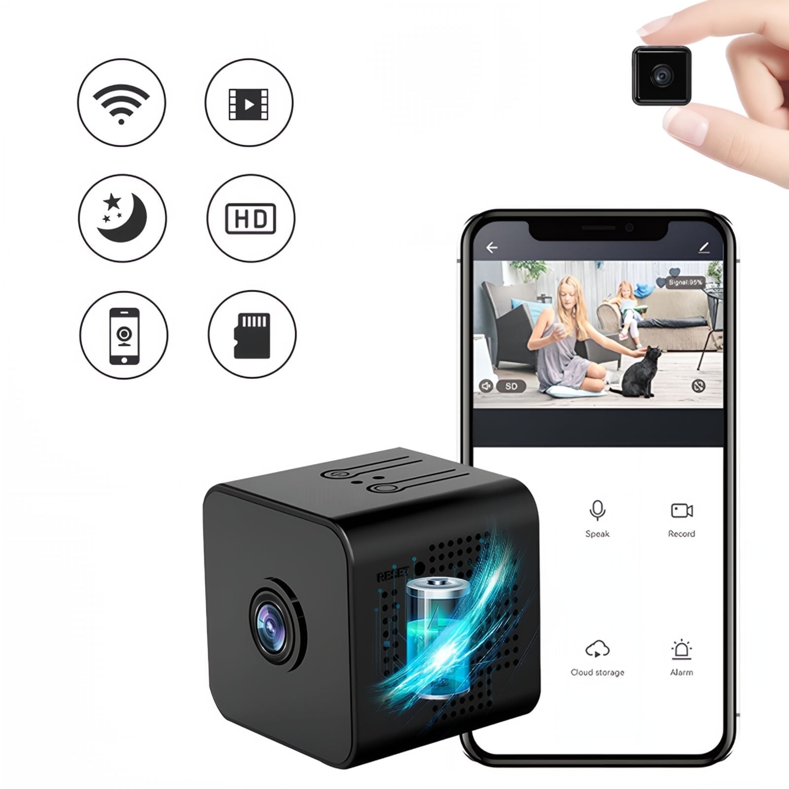 Mini Wireless Security Camera, 1080P Portable Small Smart Home Camera ...