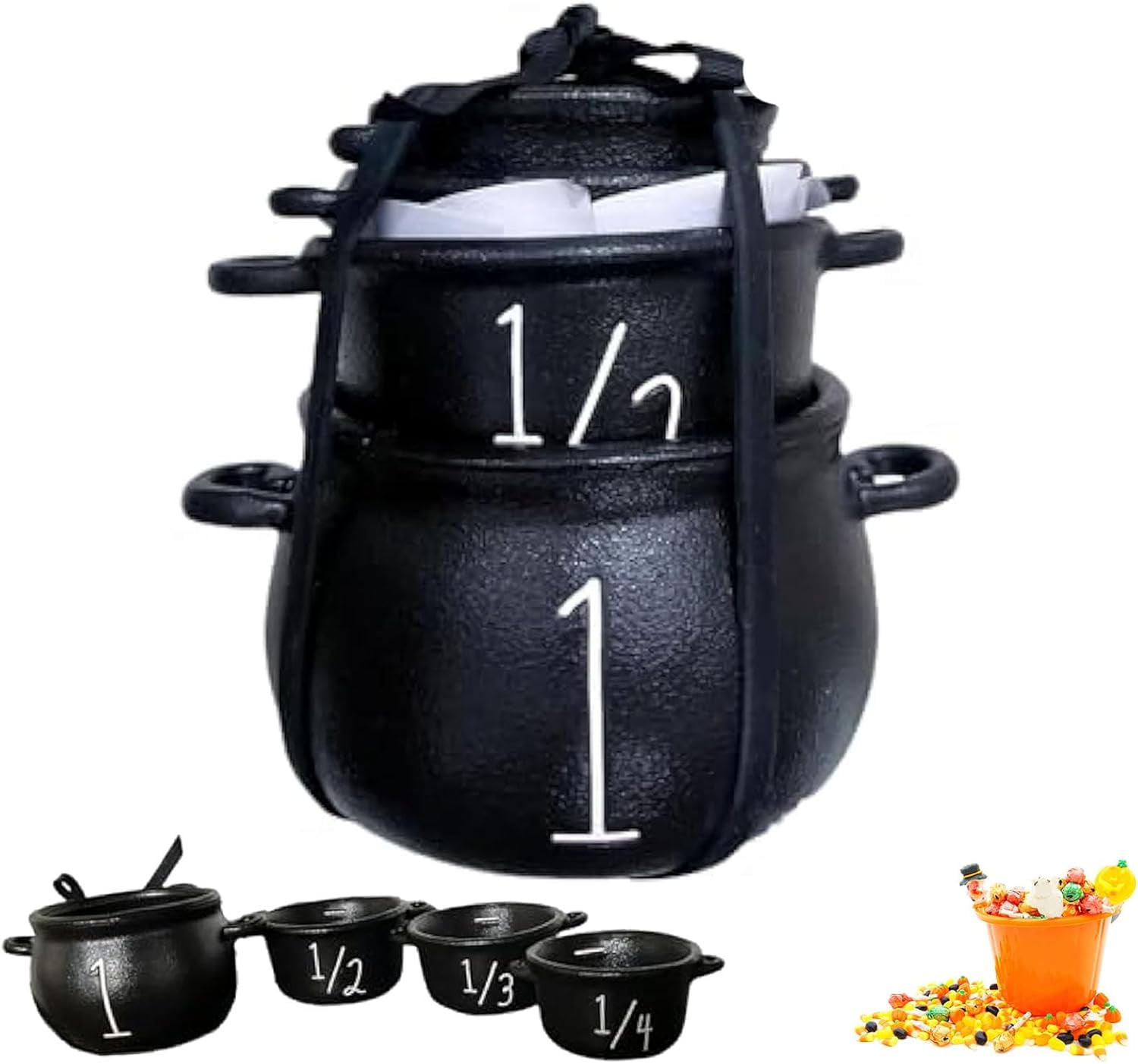 Mini Witch Cauldron Set, Halloween Mini Witch Black Cauldron Set ...