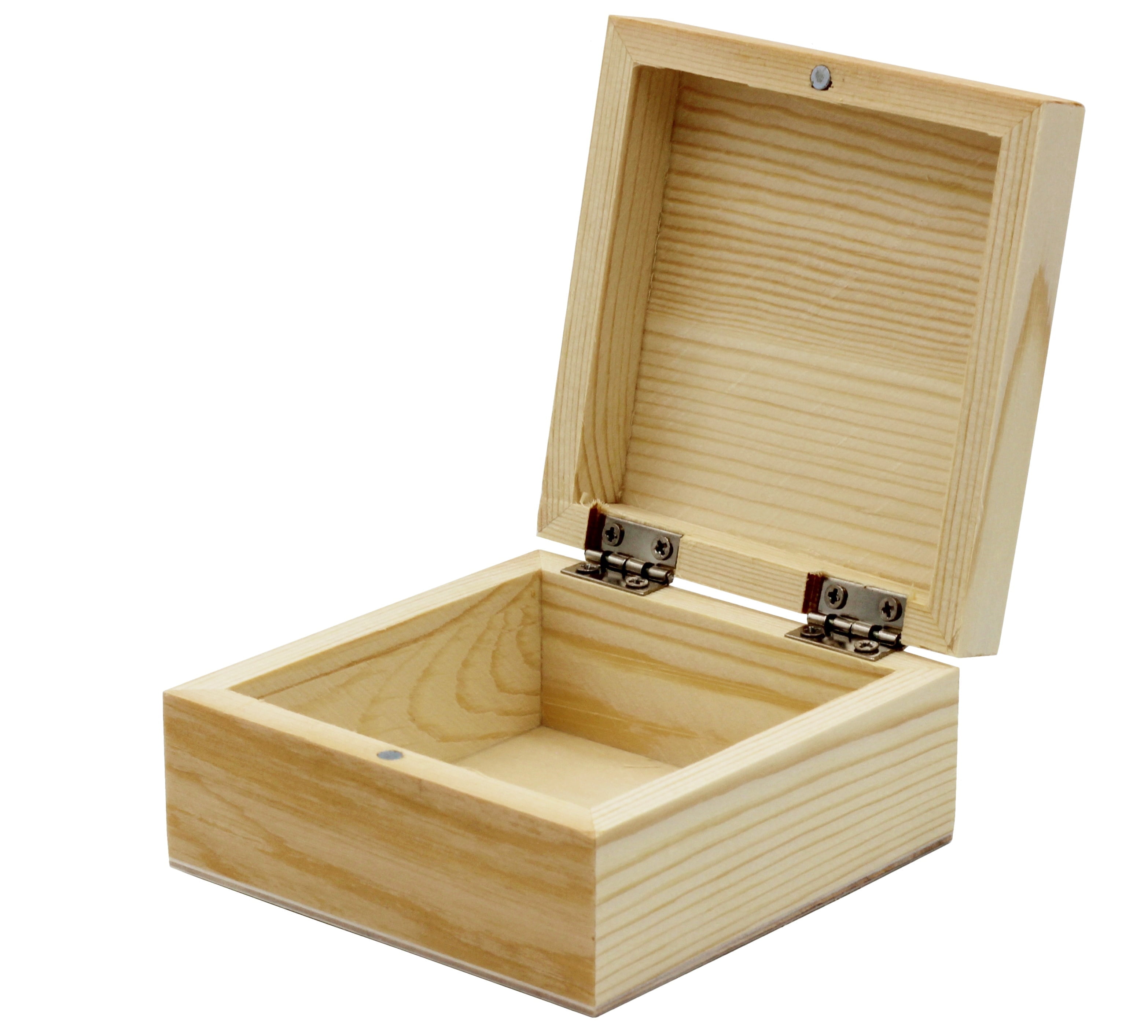 Mini Wood Craft Box 3.5 Inch, Unfinished, Hinged Lid and Magnetic ...