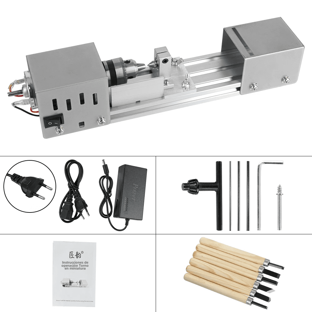 Mini Wood Lathe Rotary Machine Tool for Buddha Pearl Miniature 12-24V ...