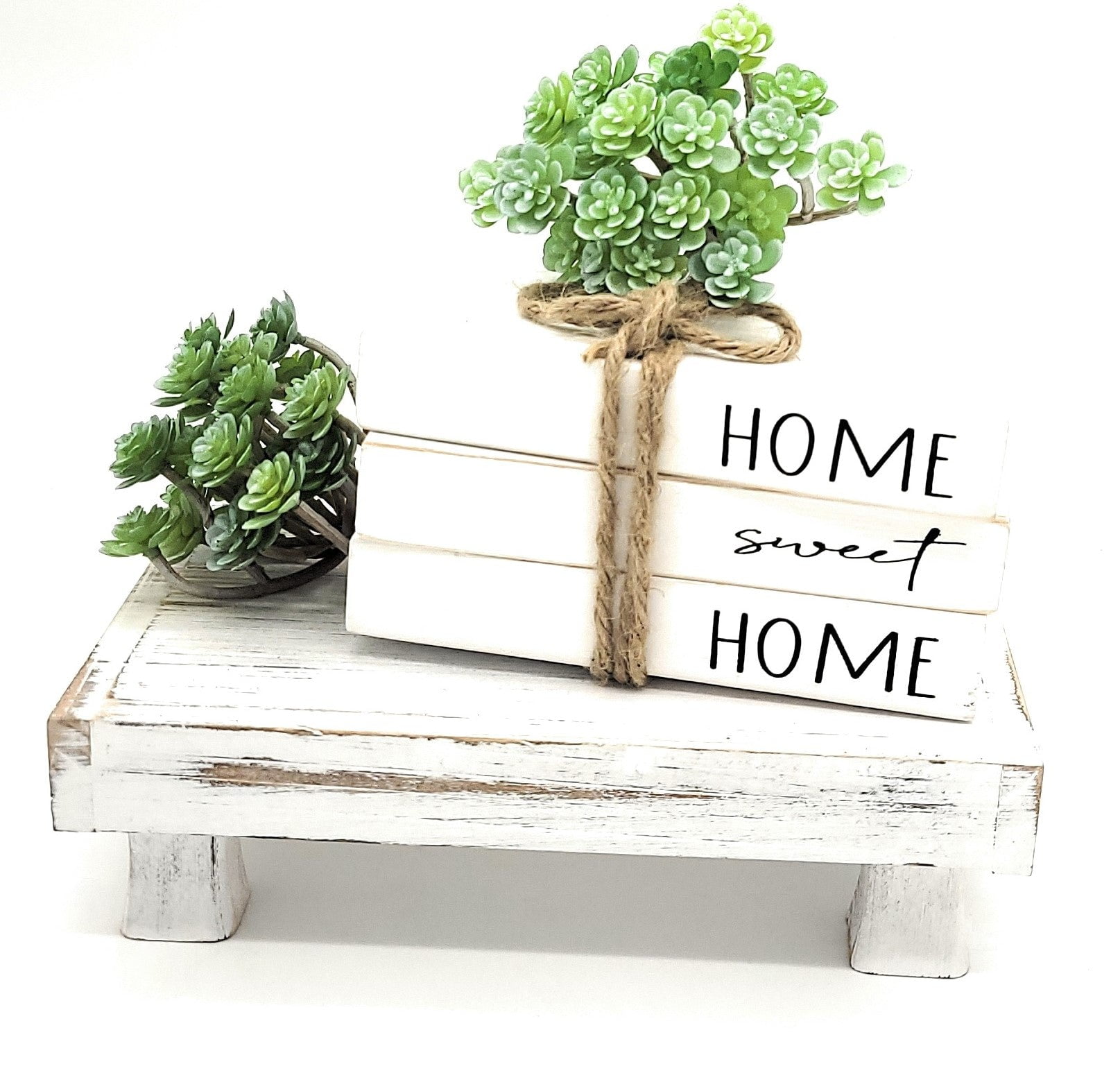 Mini Wood Rustic White Riser + Home Sweet Home Blocks - Walmart.com