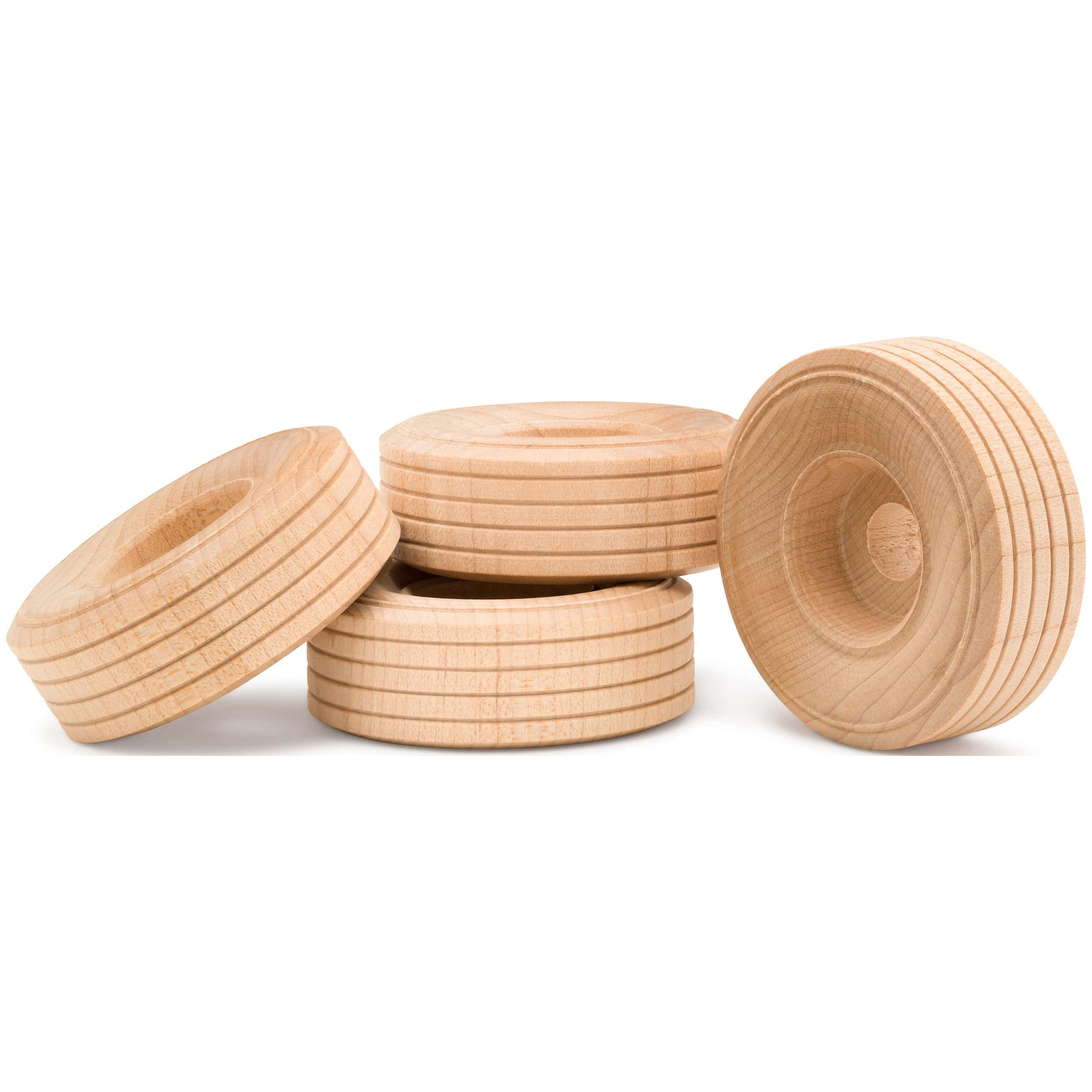 Mini Wood Wheels Treaded Style, 1-1/2 Inch Diameter, Pack of 12, for ...