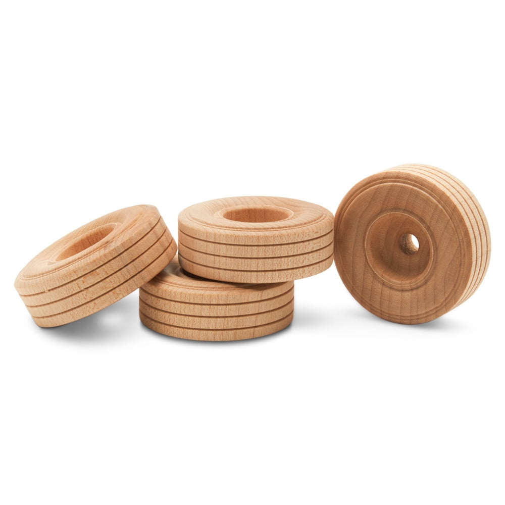 Mini Wood Wheels Treaded Style, 1-3/4 inch Diameter, 5/8 inch Thick ...