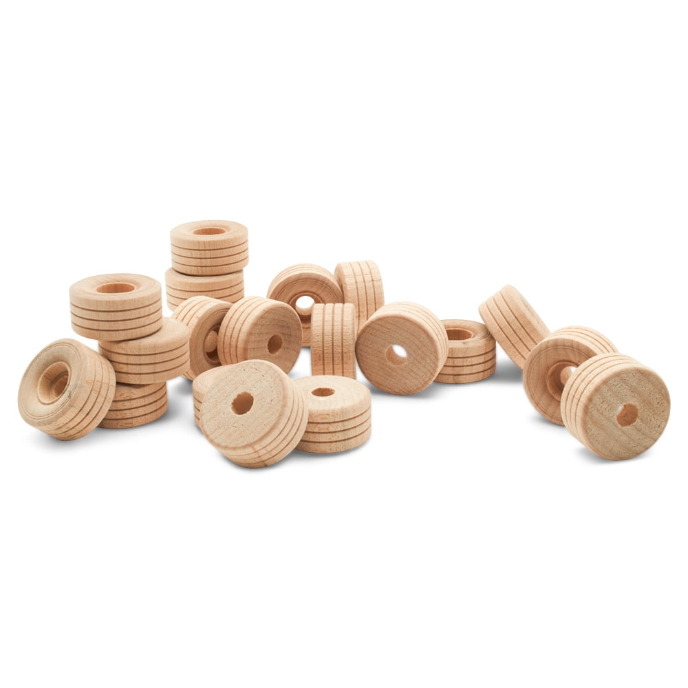 Mini Wood Wheels Treaded Style, 1 Inch Diameter, Pack of 100, for ...